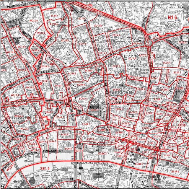 SECTOR MAP 8 Postcode London & M25 Wall Map With Motorway A & B Roads ...