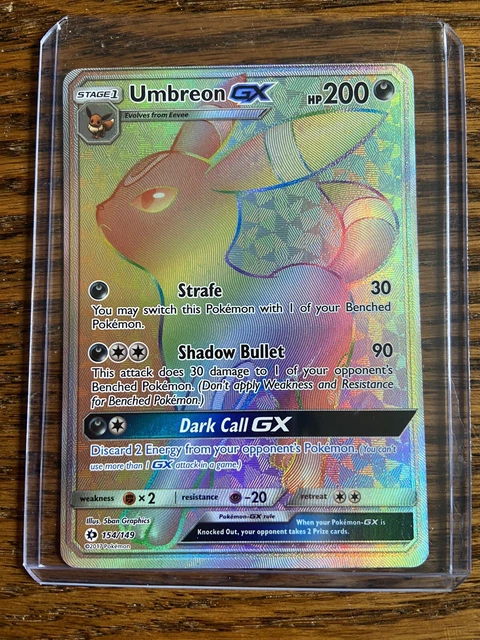 SUN & MOON: Umbreon GX Secret Rainbow Rare 154/149 - Pokemon Card - NM ...