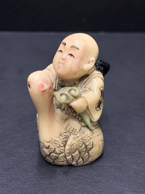 RARE. GENUINE BEAUTIFUL Antique Japanese Netsuke. Height 4.5cm £51.19 ...