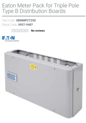EATON EBMMPCT250 METER pack 250A TPN For Triple Pole Type B ...