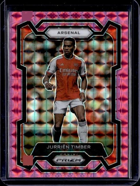 PANINI PREMIER LEAGUE Prizm 2023-24 Jurrien Timber Arsenal Pink Mosaic ...