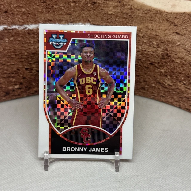 2023-24 BOWMAN CHROME U Bronny James 07 Bowman Insert X fractor ! USC ... 2023-24 BOWMAN CHROME U Bronny James 07 Bowman Insert X fractor ! USC ...