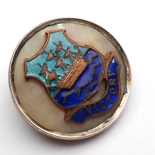 ROYAL NAVY HMS Victory Silver Rim Sweetheart Brooch badge. British Navy ...