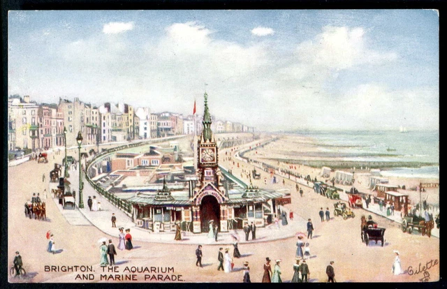 BRIGHTON. THE AQUARIUM & Marine Parade. Raphael Tuck postcard No.7054 ...