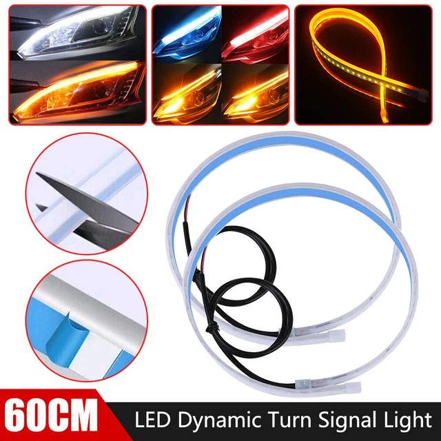 2X FRECCE LED Auto Strisce Dinamiche DRL Fari Luce Diurna Lampada 60cm ...