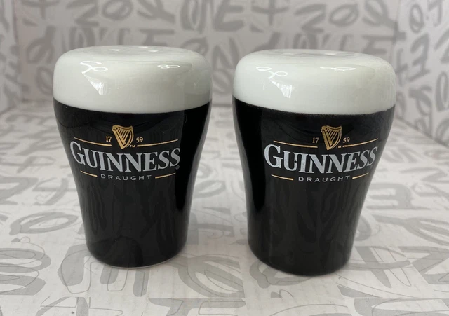 GUINNESS BEER PINT Salt and Pepper Shakers, Pots, Cruet Set 7.5cm Tall ...