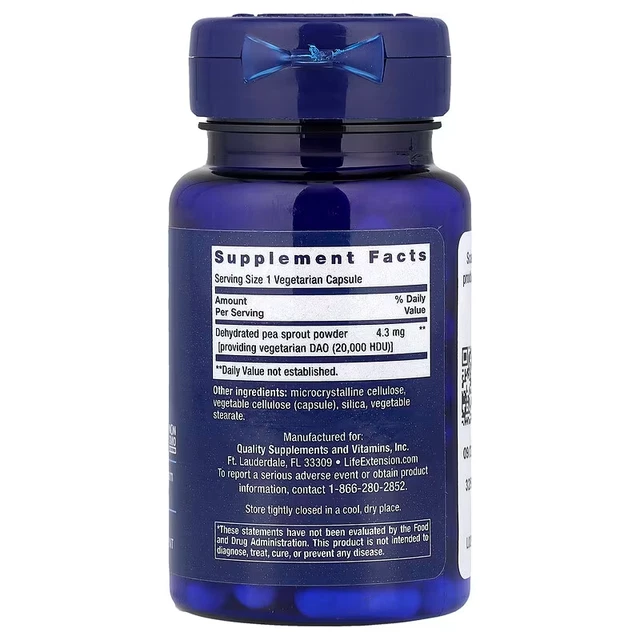 LIFE EXTENSION,FOOD SENSITIVITY Relief with Diamine Oxidase,60cap ...