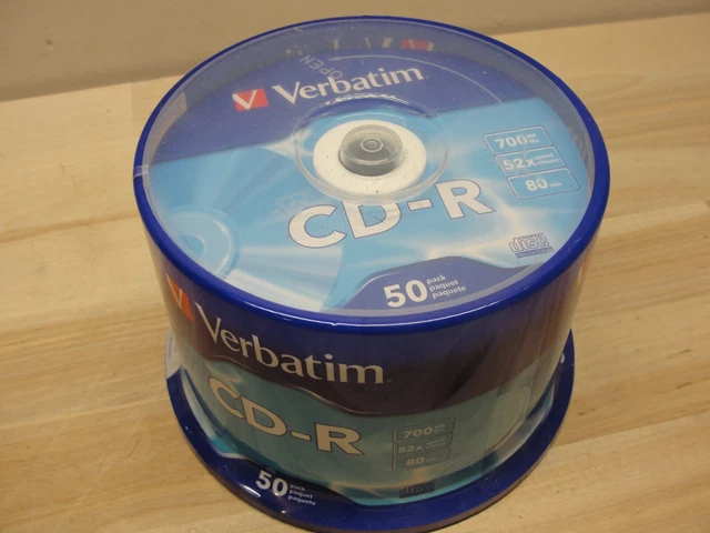 NEW VERBATIM CD-R 700 Mb 52X Speed 80 Min. 50 Pack $9.75 - PicClick