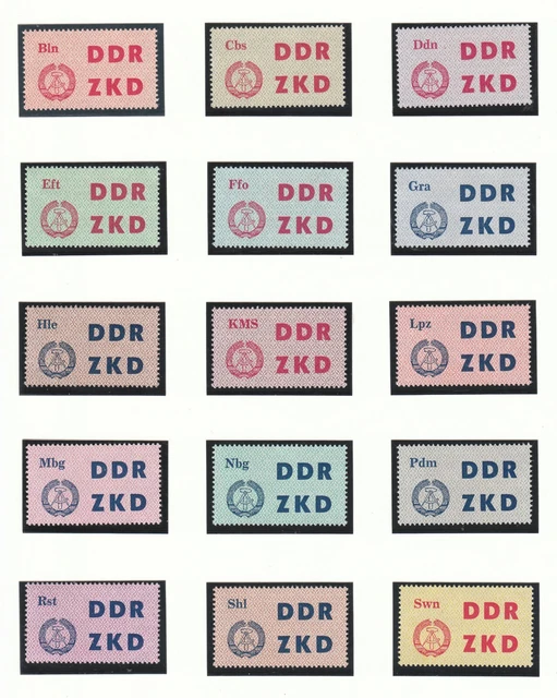 DDR - DIENSTMARKEN Laufkontrollzettel ZKD Michel-Nr. 1-15 Luxus ...