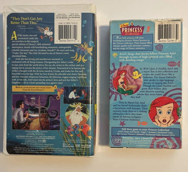 DISNEY PRINCESS Ariels Songs & Stories Wish Upon Starfish VHS & Little ...