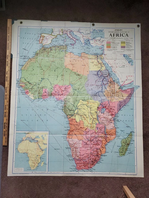 VINTAGE 1955 PHILLIPS' Smaller School Thematic Map of Africa London ...