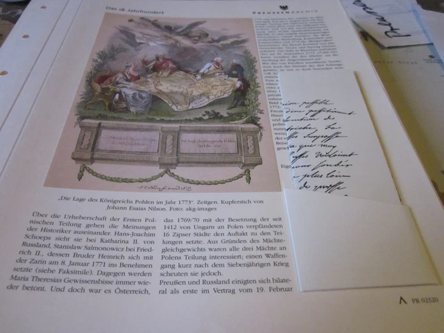 PREUSSEN ARCHIV N2 2320 Die erste polnische Teilung 1773 Faksimile ...