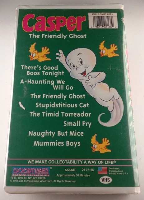 CASPER THE FRIENDLY Ghost Cartoon (VHS) Includes 8 Casper Cartoons ...