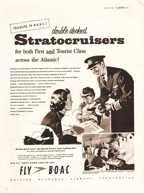 1955 BOAC STRATOCRUISERS Original Full Page Vintage Magazine Ad £11.11 ...