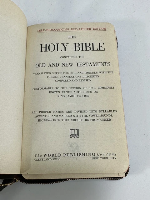 HOLY BIBLE OLD & New Testaments Self-Pronouncing Red Letter Edition ...