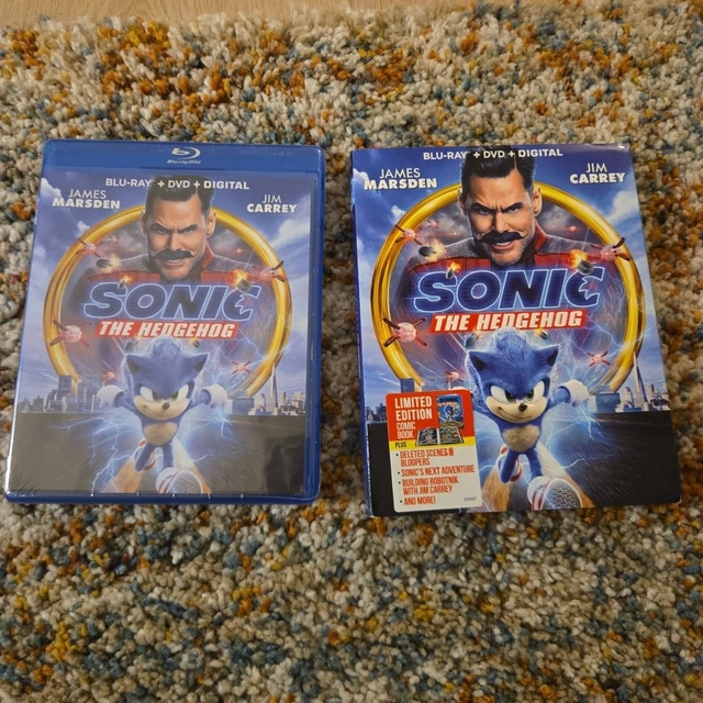 SONIC THE HEDGEHOG Blu-ray DVD Digital Slipcover Jim Carrey Marsden ...