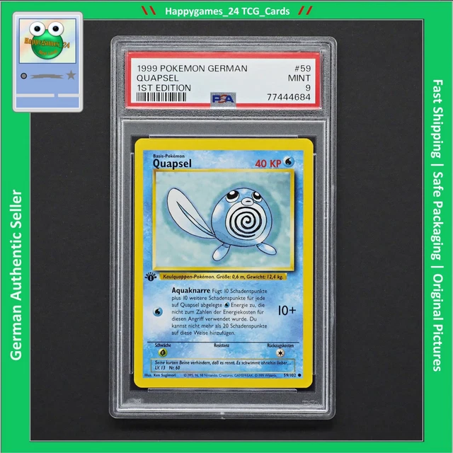 PSA 9 - Quapsel - Poliwag 1. Edition WOTC Pokemon Karte TCG 59/102 Base ...