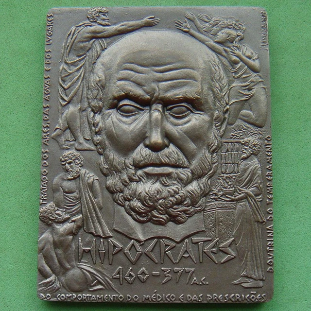 MEDICINE GREEK PHYSICIAN Hippocrates Hippocratic Oath Silvered Bronze ...
