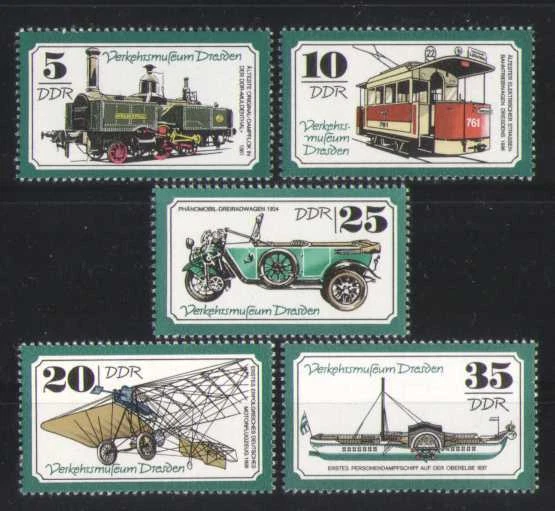GERMANY 1977 TRANSPORT/STEAM Train/Planes/Tram/Car/Ship/Boats 5v set ...