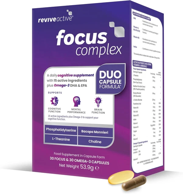 REVIVE ACTIVE FOCUS Complex - Brain Supplement Omega-3 DHA & EPA, Duo ...