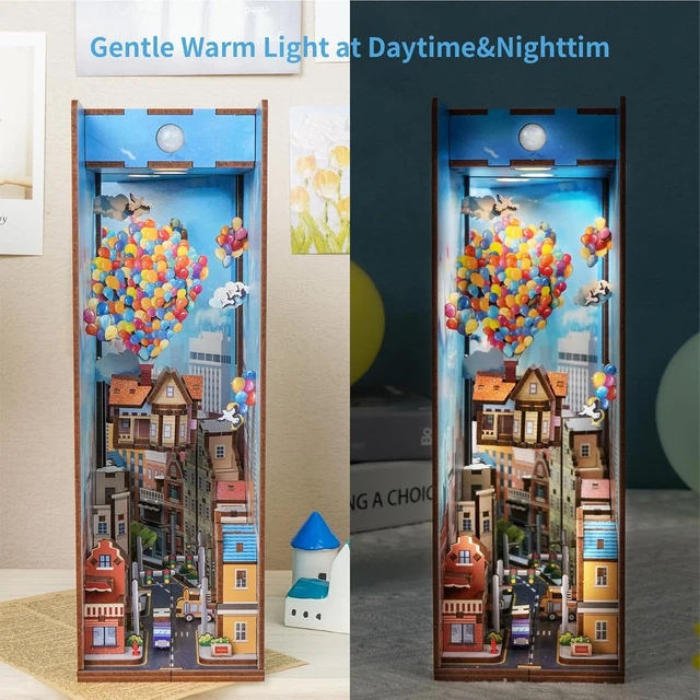 DIY BOOK NOOK Kit for Adults,3D Wooden Puzzle Bookend Bookshelf Insert ...