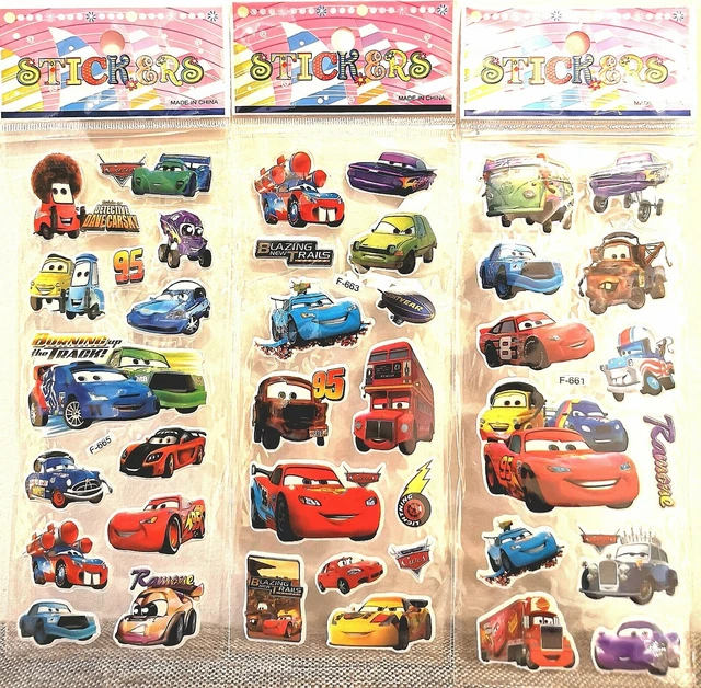DISNEY PIXAR CARS lightning mcqueen car Stickers 10 sheets $4.99 ...