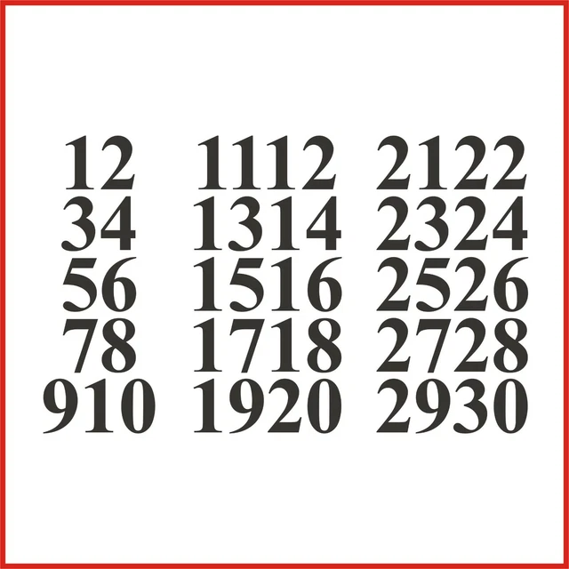 STICKY BACK VINYL Numbers 1-30 Times Bold 10/15/20/30/40/50mm doors ...