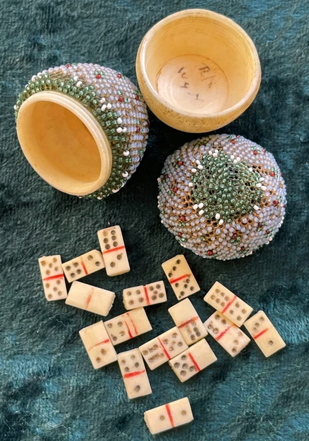 RARE 19TH CENTURY Napoleonic POW Bone Egg with Dominoes with Pretty ...