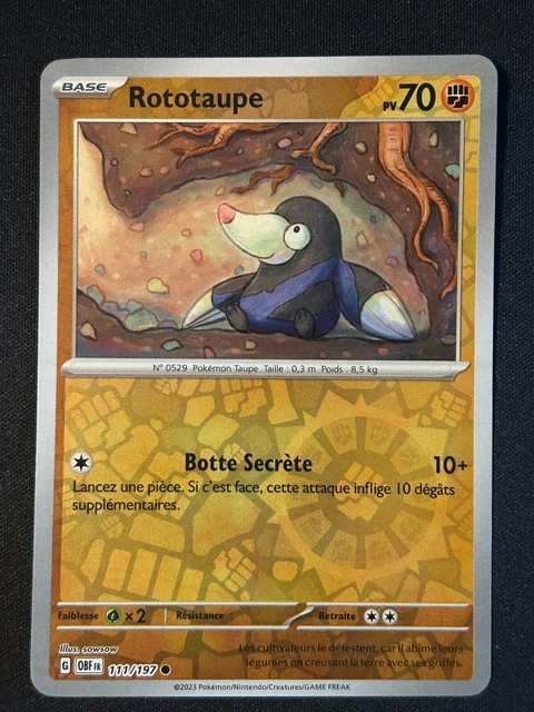CARTE POKÉMON ROTOTAUPE Reverse 111/197 SV3 Flammes Obsidiennes NEUF ...