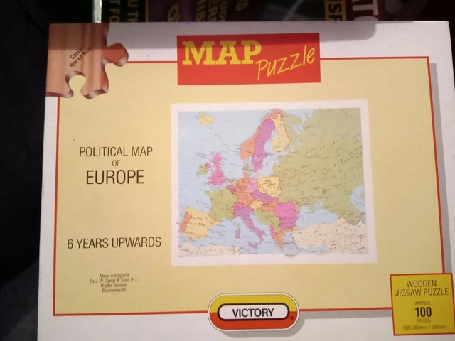 VINTAGE VICTORY WOODEN Jigsaw Puzzle-Political Map of Europe (1970's) £ ...