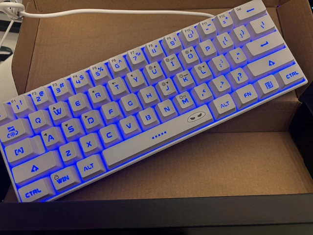 TS91 GAMING KEYBOARD White Membrane 60% MageGee QWERTY Layout RGB £17. ...