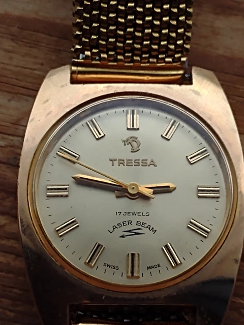 TRESSA LASER BEAM 17 Jewel Watch Flexy Gold Tone Strap £50.00 - PicClick UK