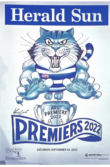 2022 AFL PREMIERS Geelong Mark Knight Grand Final Poster £10.12 ...