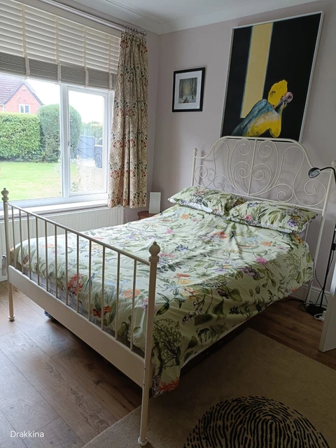 IKEA METAL FRAME double bed with mattress used £100.00 - PicClick UK