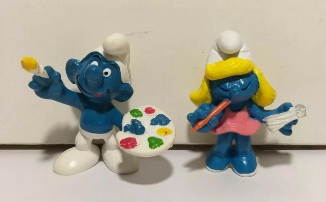 PUFFETTA+PUFFO PITTORE-SMURF SCHLUMPF Schtroumpf Puffi Pitufo-Peyo ...
