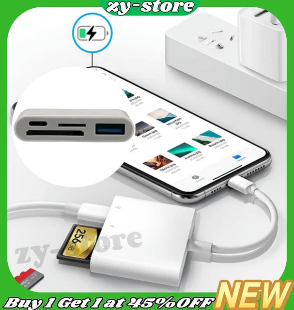 8 PIN TO SD Memory Card Reader USB OTG Adapter For iPhone 13 12 11 X XR ...
