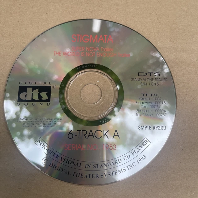 6-TRACK DTS DISC For Theatrical Release of Stigmata 35mm Kino CDROM EUR ...