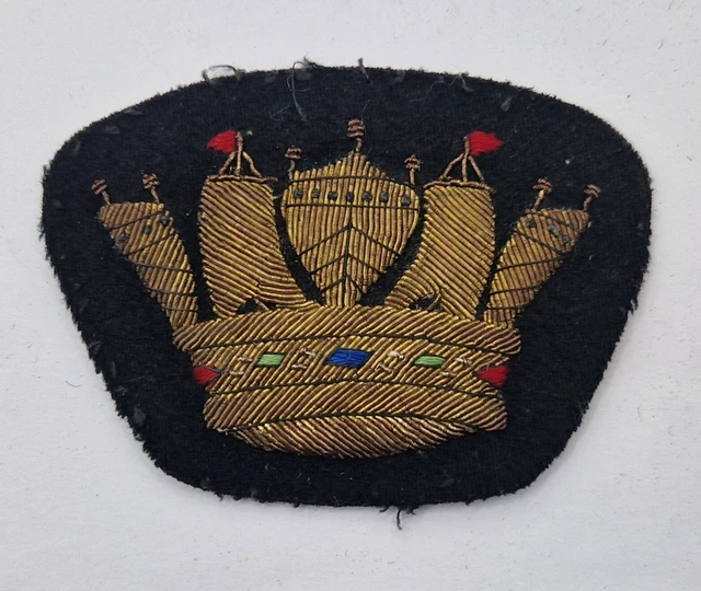 WW2 BRITISH ROYAL Navy Embroidered Bullion Naval Coronet Blazer Badge ...
