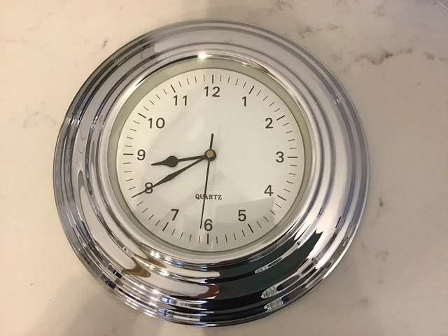 CHROME QUARTZ WALL CLOCK, Kitchen, Hall, Any Room, Diameter 30 Cm EUR ...