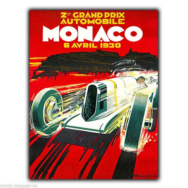 CARTELLO IN METALLO TARGA MONACO GRAND PRIX GP 1930 Retro Vintage ...