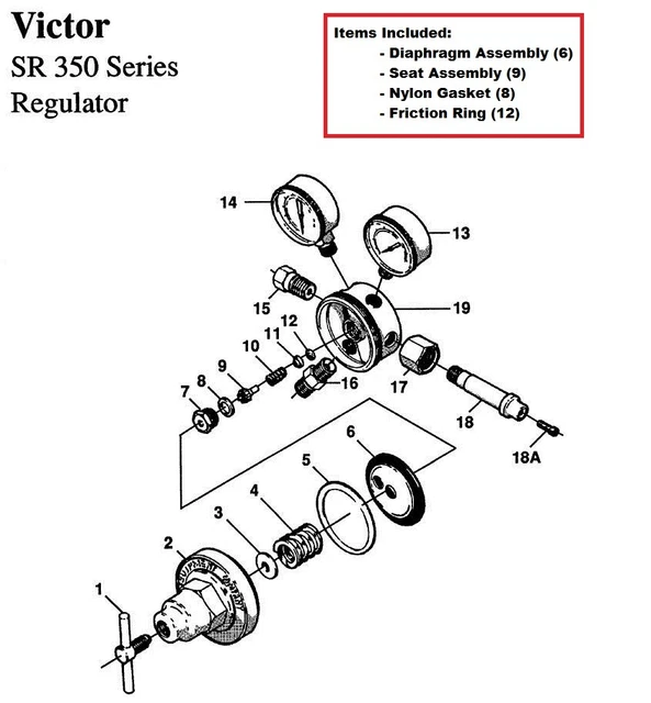 Victor Oxygen Regulator Rebuild Kit SR450D Oxygen Regulator Rebuild Kit ...