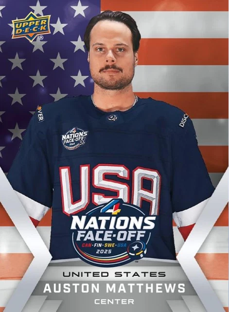 2025 UD 4 Nations Face-Off Auston Matthews Country Team Logo & Photo ...
