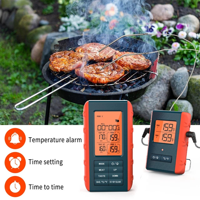 DIGITAL WIRELESS REMOTE Meat Thermometer Cooking 2 Probes Oven BBQ ...