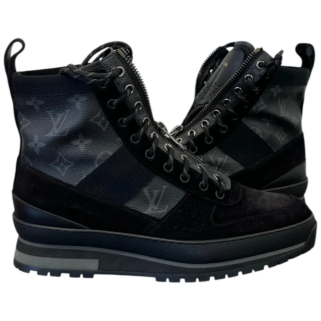 LOUIS VUITTON MEN'S Monogram Eclipse Harlem Ankle Boots Black EU 41.5 ...