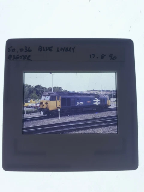35MM RAILWAY SLIDE Class 50 Diesel Loco 50036 Exeter St Davids sidings ...