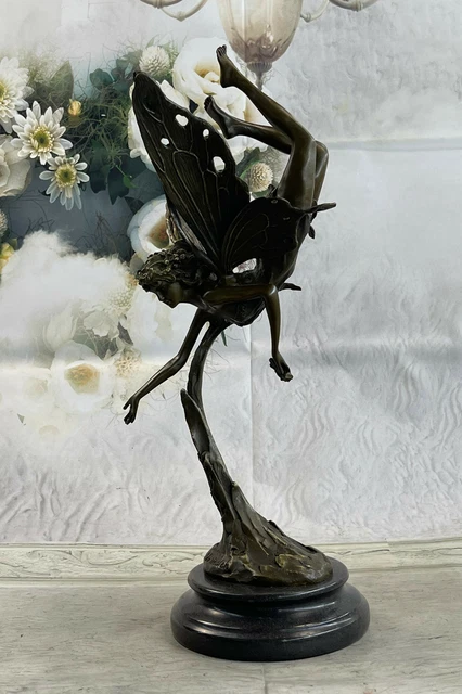 ART DÉCO PAPILLON Ange Nymphe Fairy Fantaisie Collectionneur Bronze ...