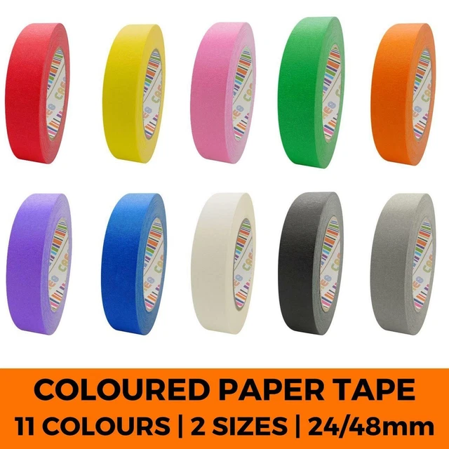 COLOURED PAPER TAPE - Masking Parcel Packing Crafts Art DIY Paint ...
