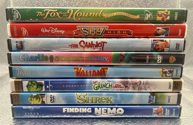 DISNEY (8 MOVIE) DVD Kids Lot Nemo, Shrek, Grinch, Valiant, Sandlot ...