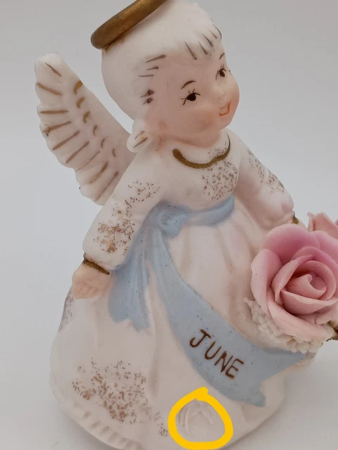 VINTAGE LEFTON JUNE Birth Month Angel With Blue Sash & Roses- With ...
