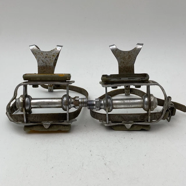 VINTAGE KKT TPA Pedals Road Bike 80s 9/16 in Silver Toe Clips Toutan ...